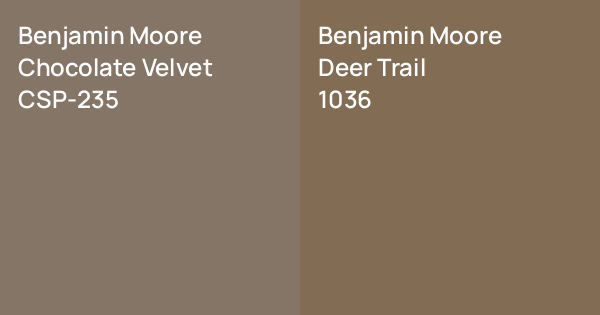 Benjamin Moore Chocolate Velvet vs. Benjamin Moore Deer Trail comparison