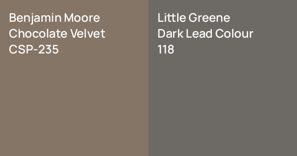 Benjamin Moore Chocolate Velvet vs. Little Greene Dark Lead Colour ...