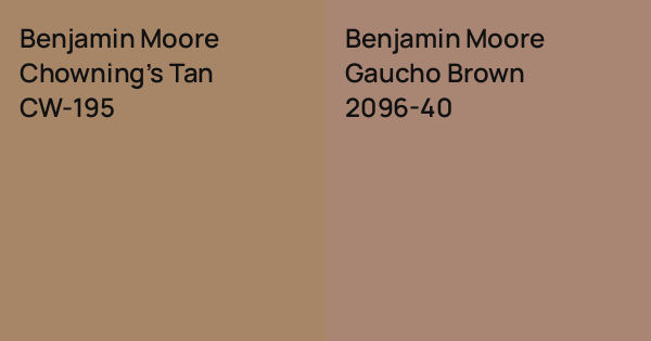 Benjamin Moore Chowning's Tan vs. Benjamin Moore Gaucho Brown comparison
