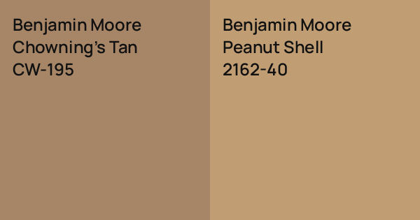 Benjamin Moore Chowning's Tan vs. Benjamin Moore Peanut Shell comparison