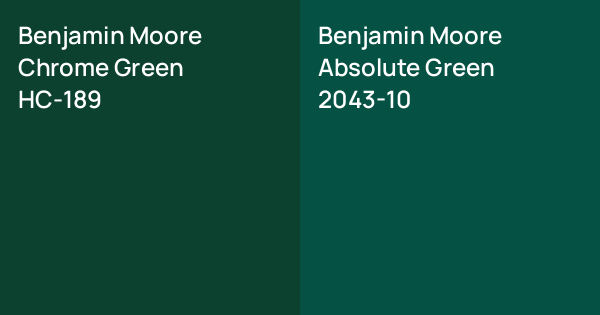 Benjamin Moore Chrome Green vs. Benjamin Moore Absolute Green comparison