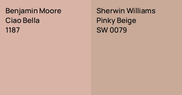 Benjamin Moore Ciao Bella vs. Sherwin Williams Pinky Beige comparison