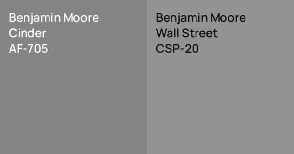 Benjamin Moore Cinder vs. Benjamin Moore Wall Street comparison