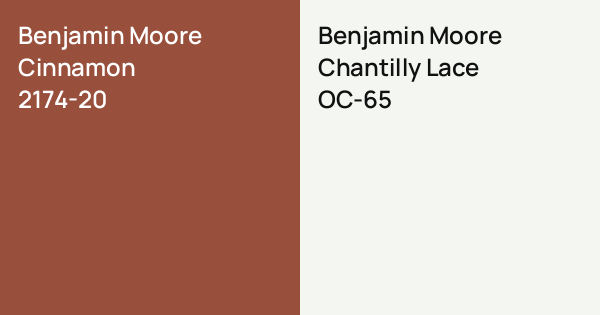 Benjamin Moore Cinnamon vs. Benjamin Moore Chantilly Lace comparison