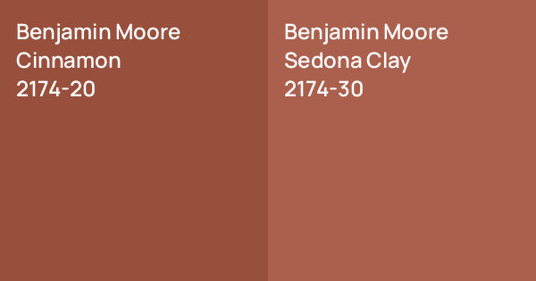 Benjamin Moore Cinnamon vs. Benjamin Moore Sedona Clay comparison