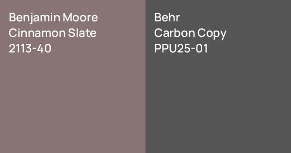 Benjamin Moore Cinnamon Slate vs. Behr Carbon Copy comparison