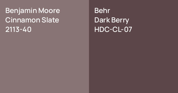 Benjamin Moore Cinnamon Slate vs. Behr Dark Berry comparison