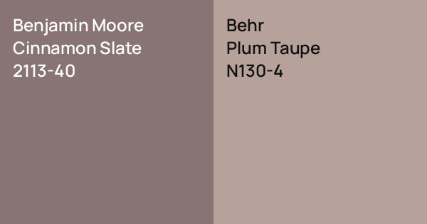 Benjamin Moore Cinnamon Slate vs. Behr Plum Taupe comparison