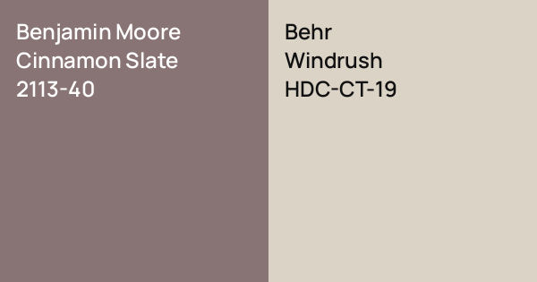 Benjamin Moore Cinnamon Slate vs. Behr Windrush comparison