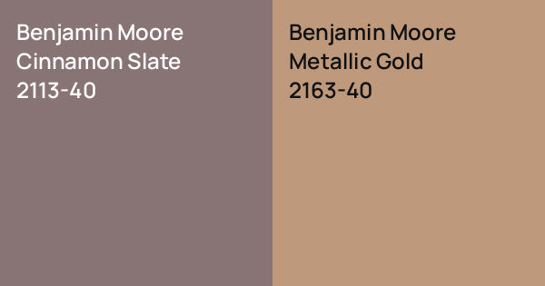 Benjamin Moore Cinnamon Slate vs. Benjamin Moore Metallic Gold comparison