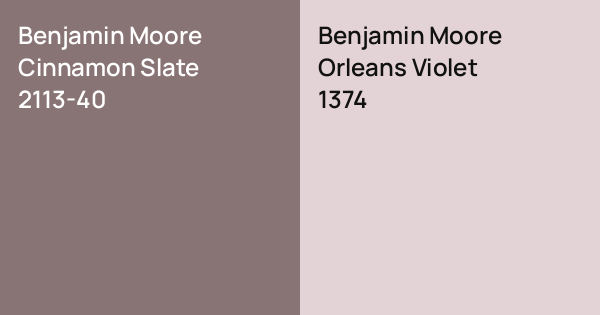 Benjamin Moore Cinnamon Slate vs. Benjamin Moore Orleans Violet comparison