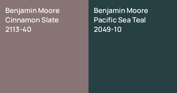 Benjamin Moore Cinnamon Slate vs. Benjamin Moore Pacific Sea Teal ...