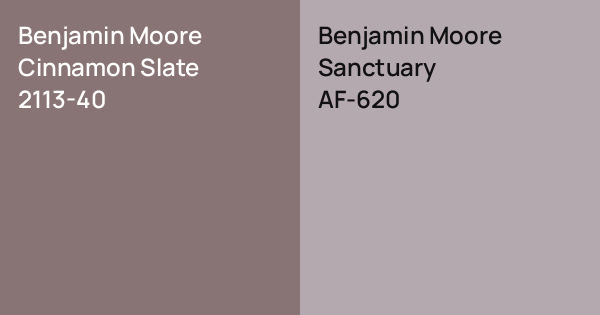 Benjamin Moore Cinnamon Slate vs. Benjamin Moore Sanctuary comparison