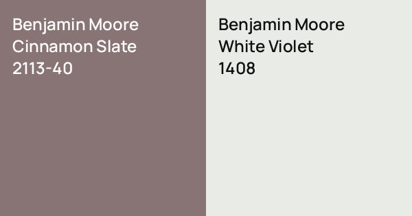 Benjamin Moore Cinnamon Slate vs. Benjamin Moore White Violet comparison