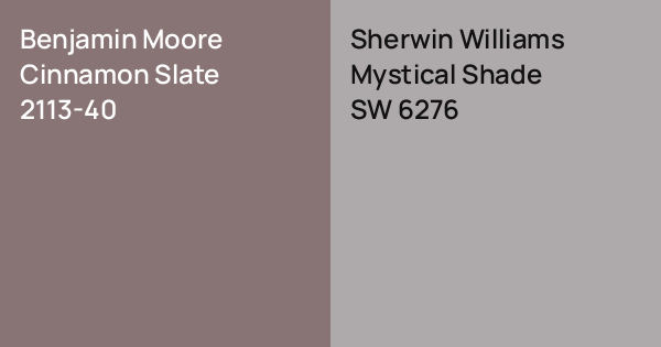 Benjamin Moore Cinnamon Slate vs. Sherwin Williams Mystical Shade ...