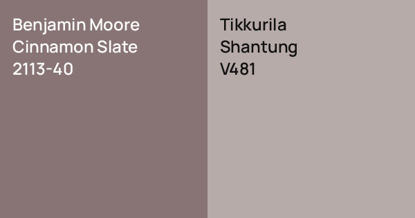 Benjamin Moore Cinnamon Slate vs. Tikkurila Shantung comparison