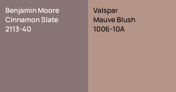 Benjamin Moore Cinnamon Slate vs. Valspar Mauve Blush comparison