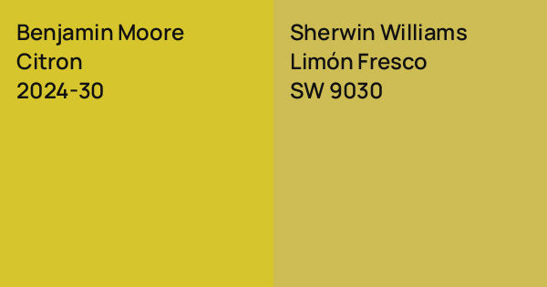 Benjamin Moore Citron vs. Sherwin Williams Limón Fresco comparison