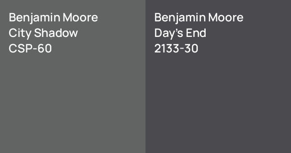 Benjamin Moore City Shadow vs. Benjamin Moore Day's End comparison