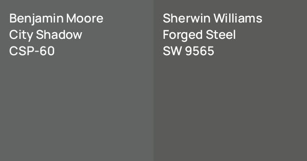 Benjamin Moore City Shadow vs. Sherwin Williams Forged Steel comparison