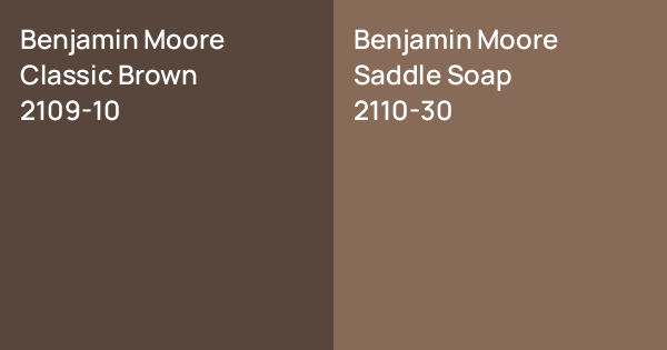 Benjamin Moore Classic Brown vs. Benjamin Moore Saddle Soap comparison