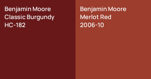 Benjamin Moore Classic Burgundy vs. Benjamin Moore Merlot Red comparison