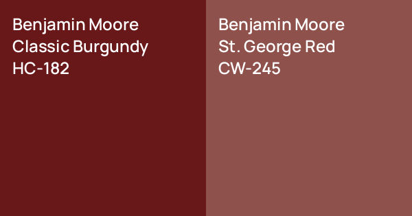 Benjamin Moore Classic Burgundy vs. Benjamin Moore St. George Red ...