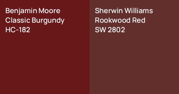 Benjamin Moore Classic Burgundy vs. Sherwin Williams Rookwood Red ...