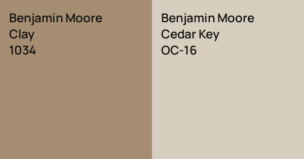 Benjamin Moore Clay vs. Benjamin Moore Cedar Key comparison