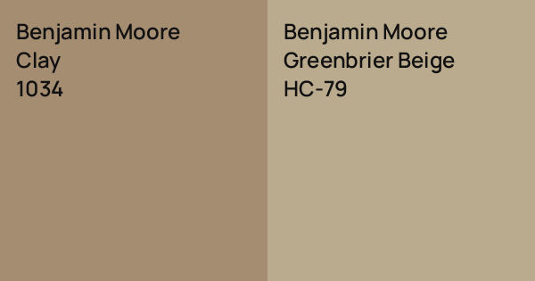 Benjamin Moore Clay vs. Benjamin Moore Greenbrier Beige comparison