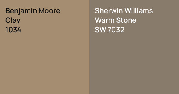 Benjamin Moore Clay vs. Sherwin Williams Warm Stone comparison