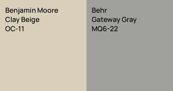 Benjamin Moore Clay Beige vs. Behr Gateway Gray comparison
