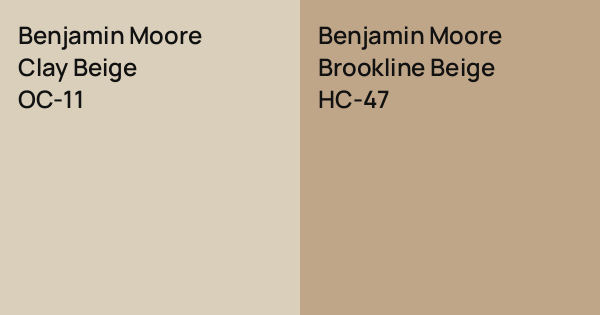 Benjamin Moore Clay Beige vs. Benjamin Moore Brookline Beige comparison