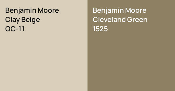 Benjamin Moore Clay Beige vs. Benjamin Moore Cleveland Green comparison