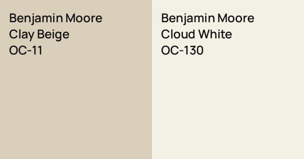 Benjamin Moore Clay Beige vs. Benjamin Moore Cloud White comparison