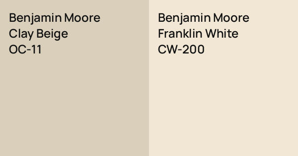 Benjamin Moore Clay Beige vs. Benjamin Moore Franklin White comparison