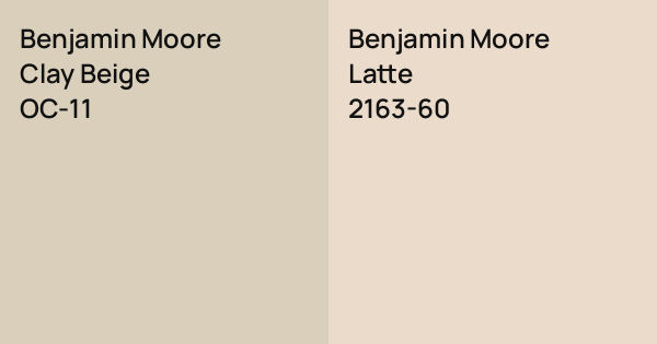 Benjamin Moore Clay Beige vs. Benjamin Moore Latte comparison