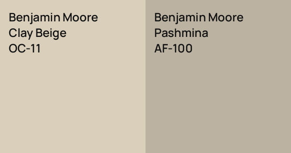 Benjamin Moore Clay Beige vs. Benjamin Moore Pashmina comparison