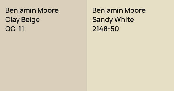 Benjamin Moore Clay Beige vs. Benjamin Moore Sandy White comparison