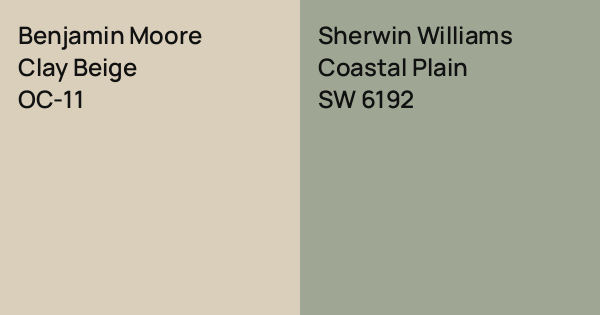Benjamin Moore Clay Beige vs. Sherwin Williams Coastal Plain comparison