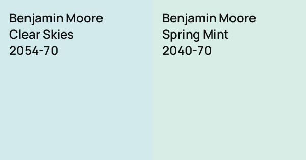 Benjamin Moore Clear Skies vs. Benjamin Moore Spring Mint comparison