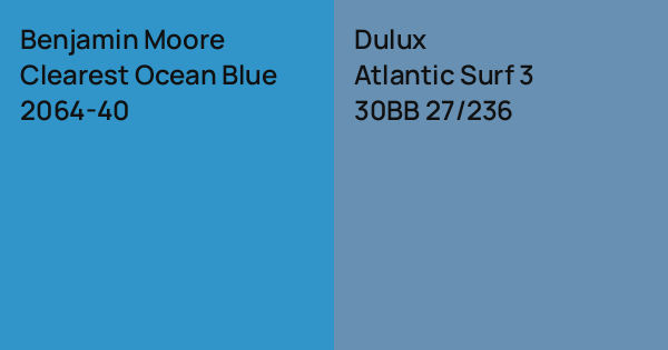 Benjamin Moore Clearest Ocean Blue vs. Dulux Atlantic Surf 3 comparison