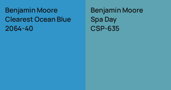 Benjamin Moore Clearest Ocean Blue vs. Benjamin Moore Spa Day comparison