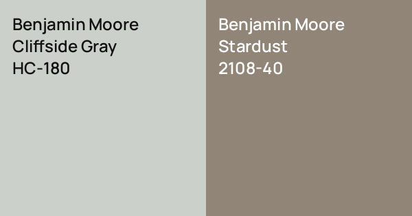 Benjamin Moore Cliffside Gray vs. Benjamin Moore Stardust comparison
