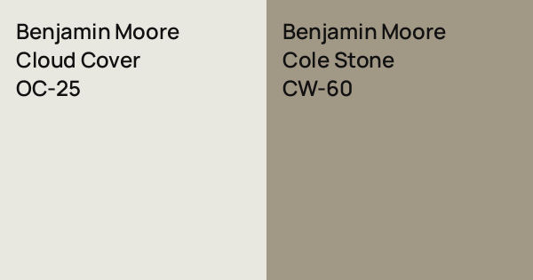 Benjamin Moore Cloud Cover vs. Benjamin Moore Cole Stone comparison