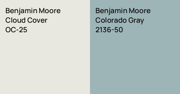 Benjamin Moore Cloud Cover vs. Benjamin Moore Colorado Gray comparison