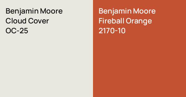 Benjamin Moore Cloud Cover vs. Benjamin Moore Fireball Orange comparison