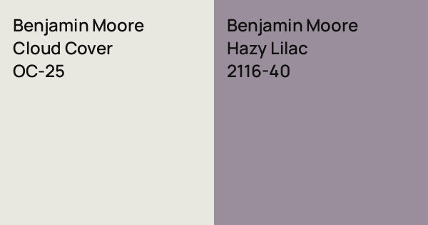 Benjamin Moore Cloud Cover vs. Benjamin Moore Hazy Lilac comparison
