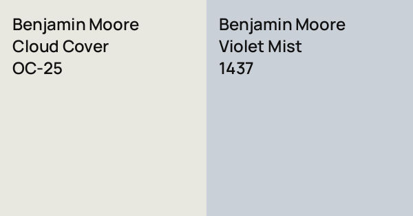 Benjamin Moore Cloud Cover vs. Benjamin Moore Violet Mist comparison