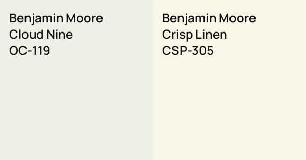 Benjamin Moore Cloud Nine vs. Benjamin Moore Crisp Linen comparison
